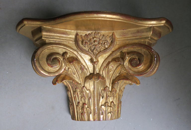 Pair of Gold Gilt Wall Shelf Pillar Brackets at 1stDibs