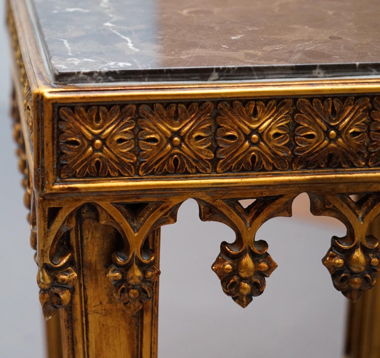 Pair of Gold Giltwood Marble Bust Stands Side End Lamp Wine Tables at ...