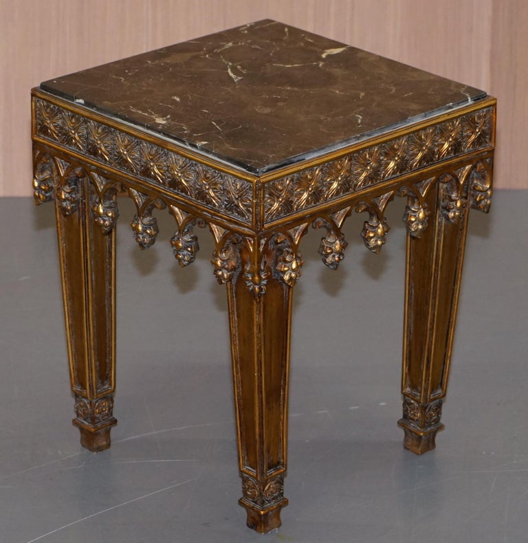 Pair of Gold Giltwood Marble Bust Stands Side End Lamp Wine Tables at ...