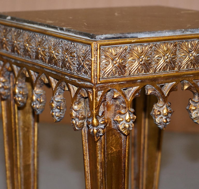 Pair of Gold Giltwood Marble Bust Stands Side End Lamp Wine Tables at ...