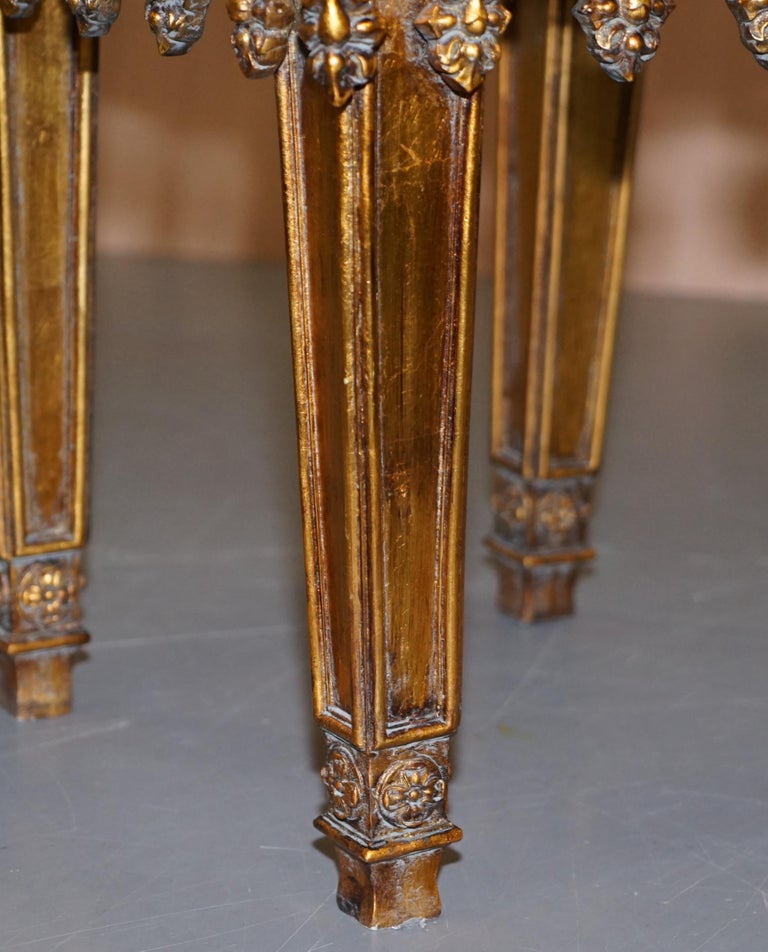 Pair of Gold Giltwood Marble Bust Stands Side End Lamp Wine Tables at ...