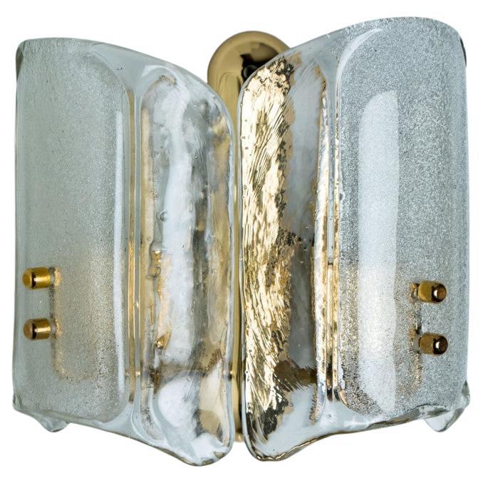 Pair of Gold Glass Wall Lights, 1960s, Kalmar Style For Sale at 1stDibs