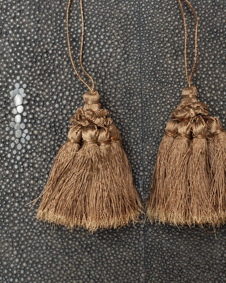 Pair of Gold Metallic Silk Tassels For Sale at 1stDibs