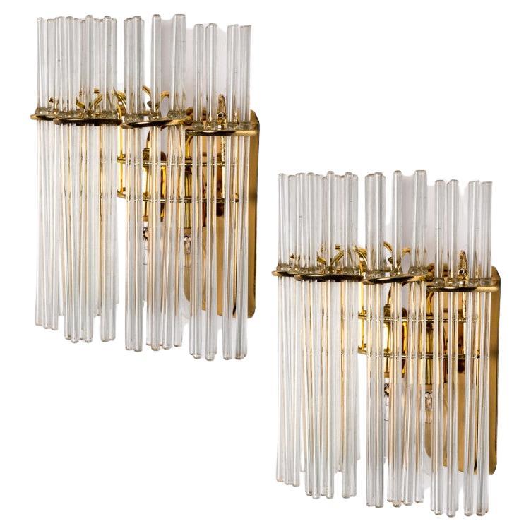 Set of Art Deco Style Glass-Rod Sconces, Sold in Pairs For Sale at 1stDibs
