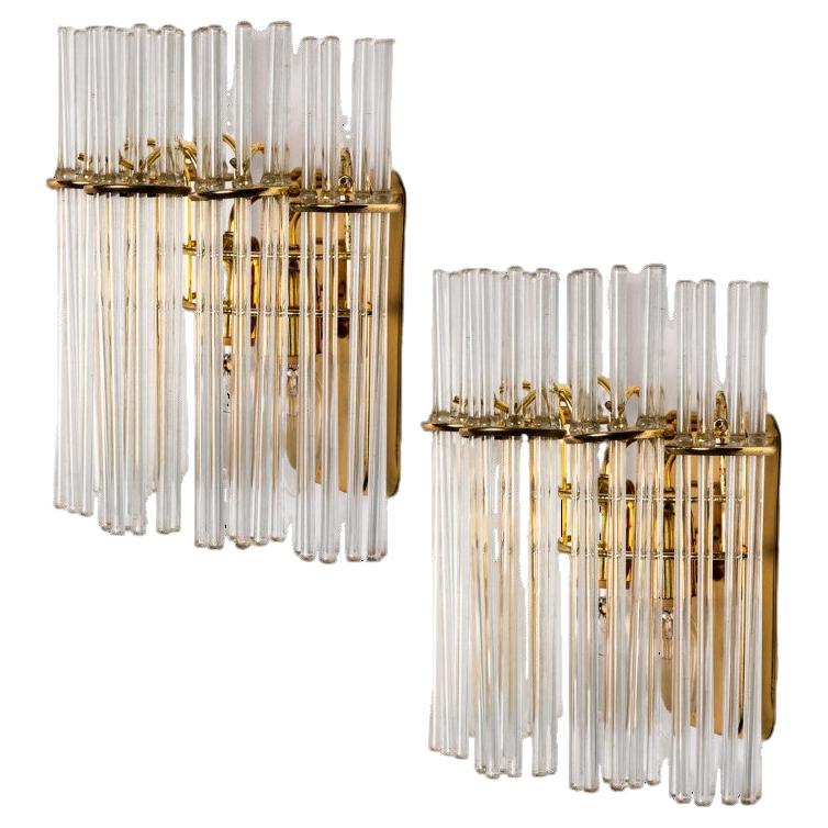 Pair of Modern Square Glass Rod Wall Sconces of Sciolari for ...