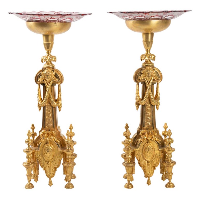 Golden Bronze Table Centerpieces from the 19th Century and Bohemian ...
