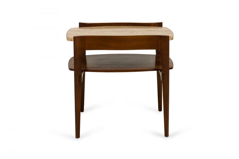 Pair of Gordons of Tennessee Travertine and Walnut End / Side Tables ...