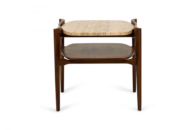 Pair of Gordons of Tennessee Travertine and Walnut End / Side Tables ...