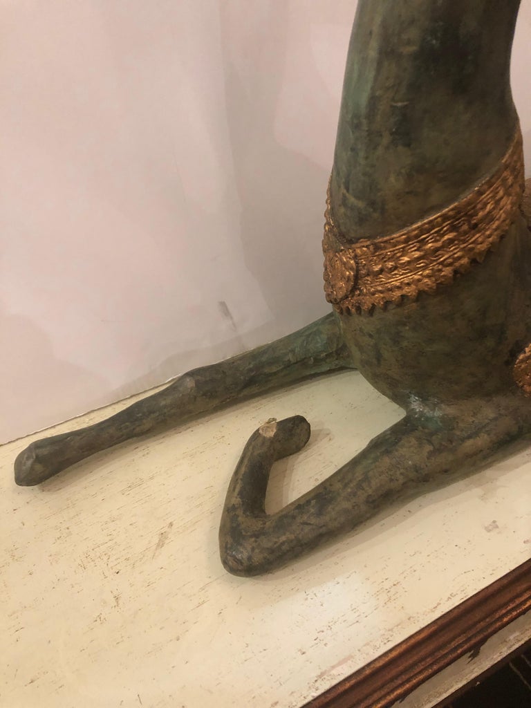 Pair of Gorgeous Patinated Bronze and Gilded Stag Sculptures at 1stDibs