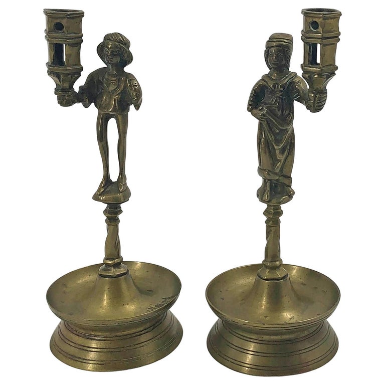 Pair of Gothic Candlesticks at 1stDibs