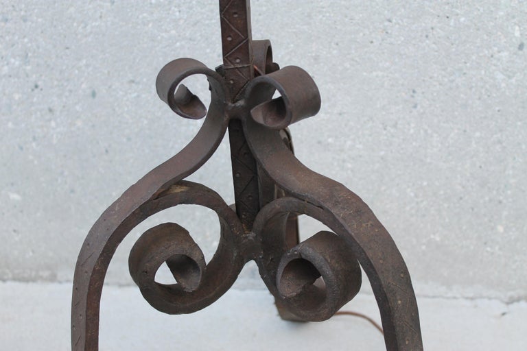 Pair of Renaissance Style Hand Forged Floor Lamps For Sale at 1stDibs