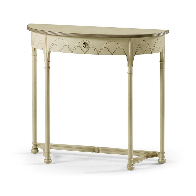 Pair of Gothic Painted Console Tables, Sage For Sale at 1stDibs