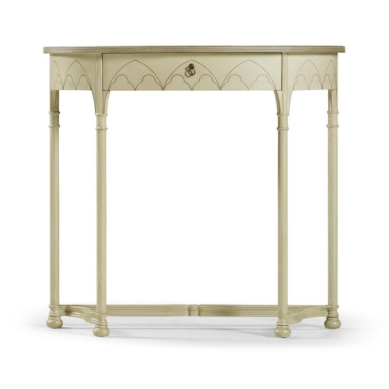 Pair of Gothic Painted Console Tables, Sage For Sale at 1stDibs