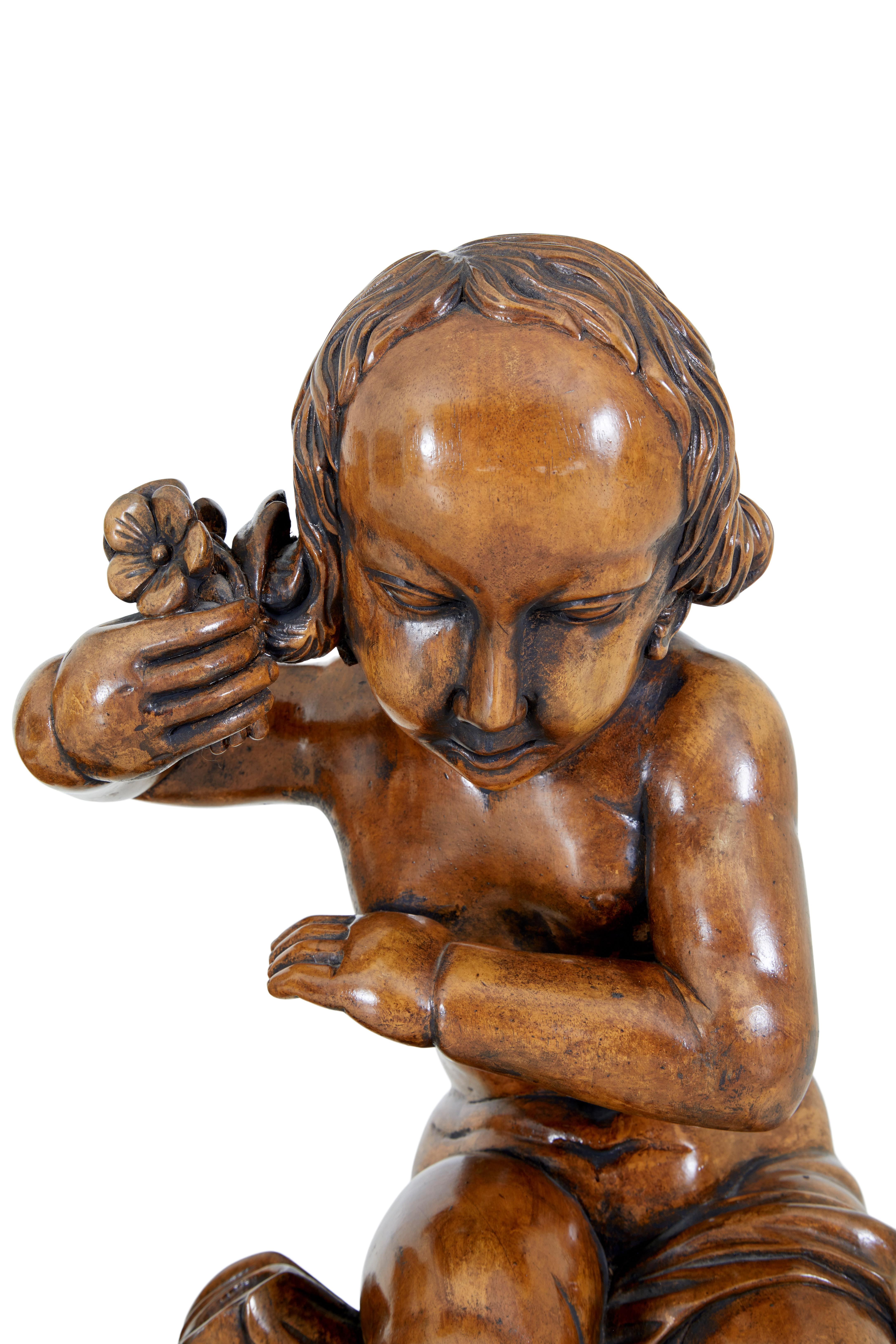 Pair of Gothic Revival Carved Cherubs For Sale at 1stDibs