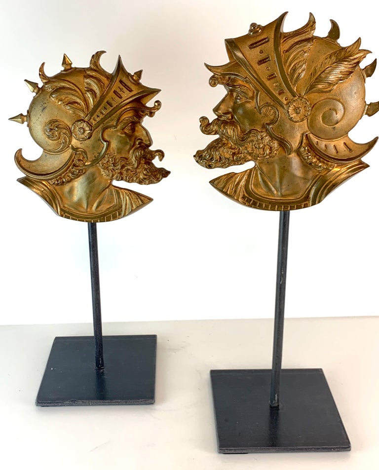 Pair of Grand Tour Gilt Bronze Roman Solider Portrait Medallions For ...
