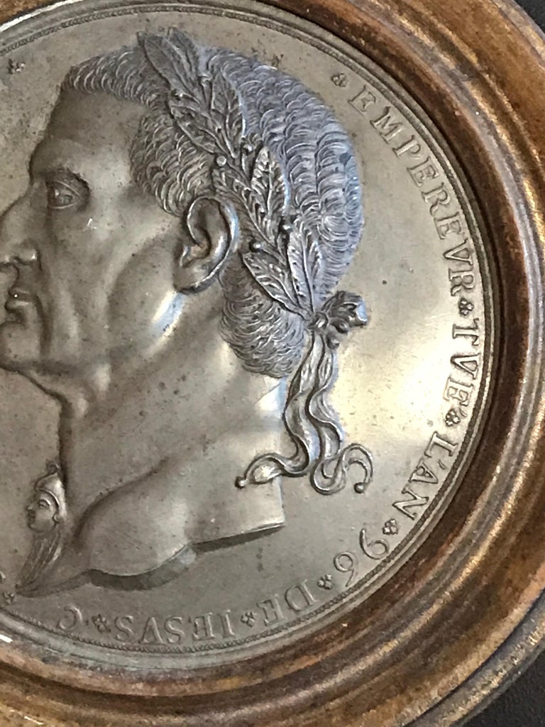 Pair of Grand Tour Giltwood Framed Plaques of Roman Emperors, in Zinc ...