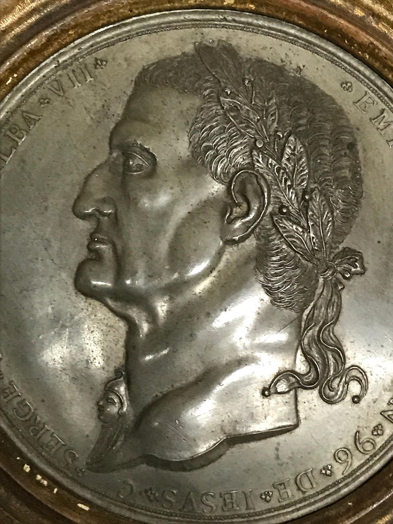 Pair of Grand Tour Giltwood Framed Plaques of Roman Emperors, in Zinc ...