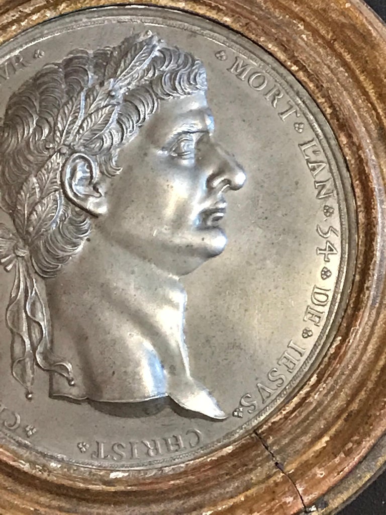 Pair of Grand Tour Giltwood Framed Plaques of Roman Emperors, in Zinc ...