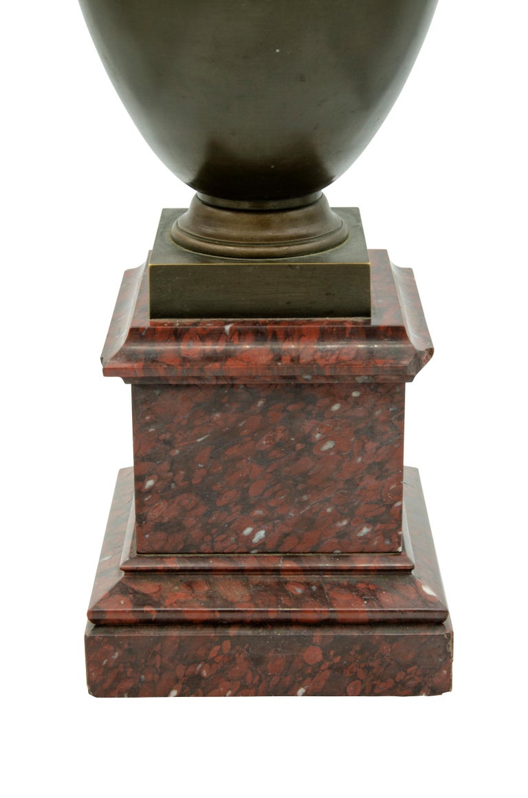 Pair of Grand Tour Greek Revival Bronze Urns on Marble Bases For Sale ...