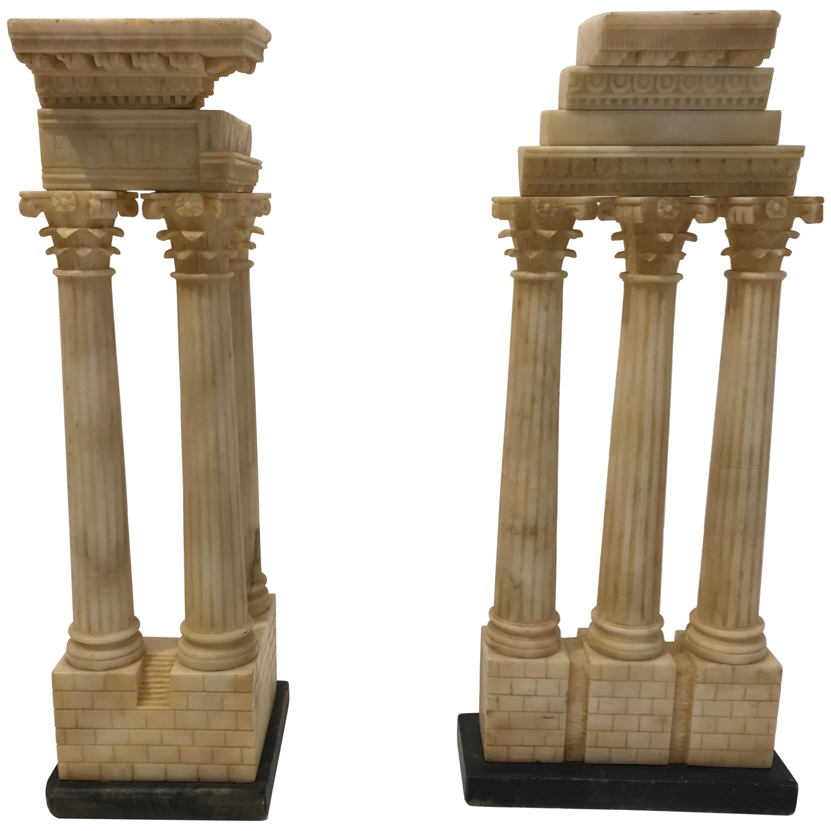 Pair of Grand Tour Models of Roman columns at 1stDibs