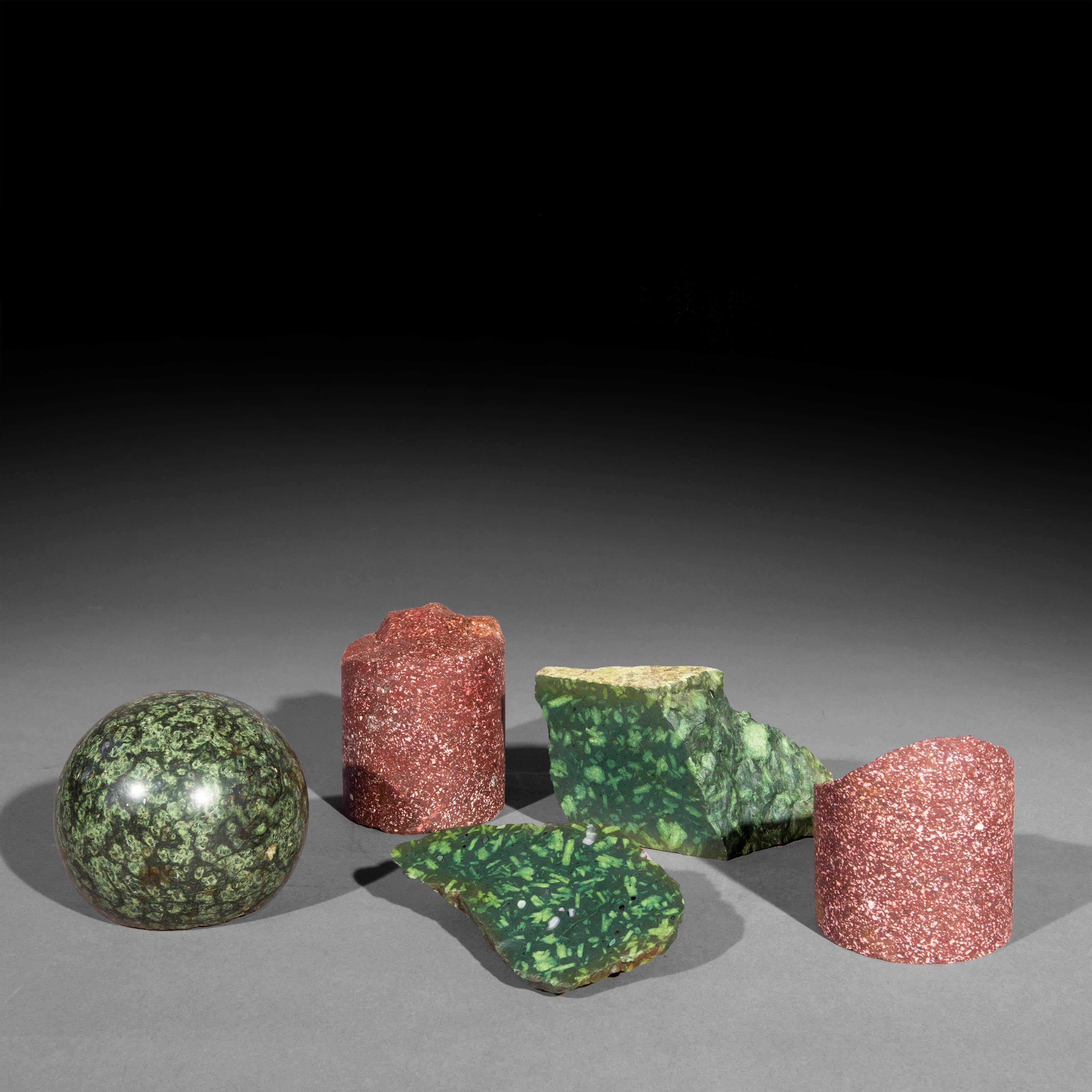 Pair of Grand Tour Red Porphyry Specimen Column Fragments For Sale at ...