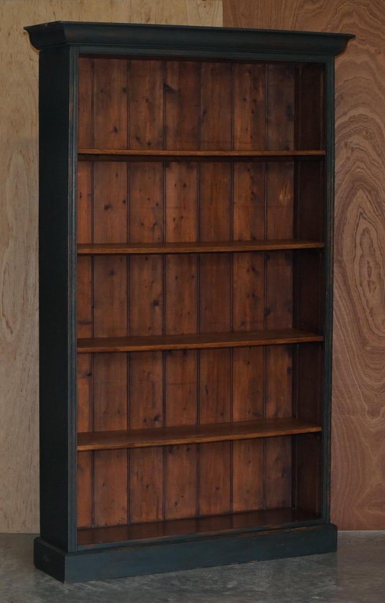 Pair of Grand Vintage English Hand Painted Green Library Bookcases in ...