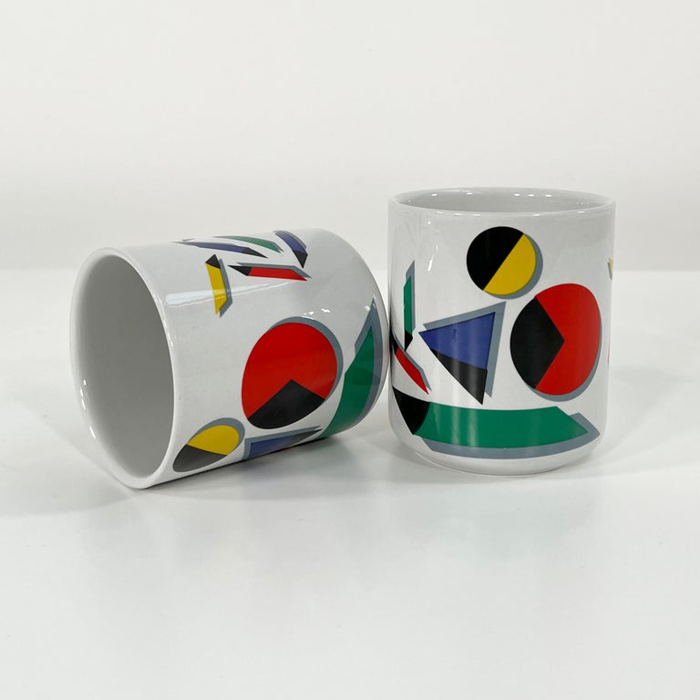 Pair of Graphic Ceramic Pots from Mancioli Italy, 1980s For Sale at 1stDibs