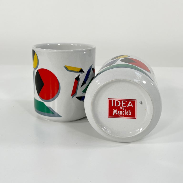 Pair of Graphic Ceramic Pots from Mancioli Italy, 1980s For Sale at 1stDibs