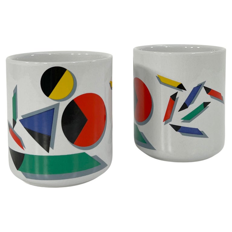 Pair of Graphic Ceramic Pots from Mancioli Italy, 1980s For Sale at 1stDibs
