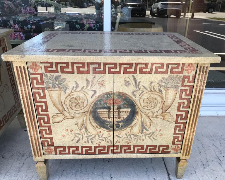 Pair of Greco Roman Motif Side Cabinets at 1stDibs