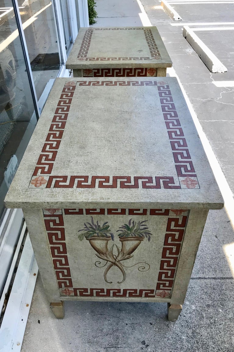 Pair of Greco Roman Motif Side Cabinets at 1stDibs