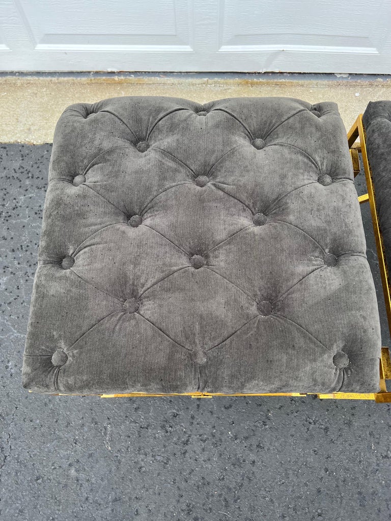 Pair of Greek Key Ottoman Stools For Sale at 1stDibs