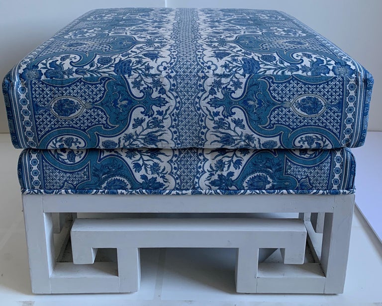 Pair of Greek Key White Painted Ottomans or Stools For Sale at 1stDibs ...