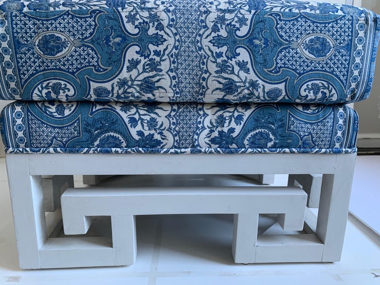 Pair of Greek Key White Painted Ottomans or Stools For Sale at 1stDibs ...