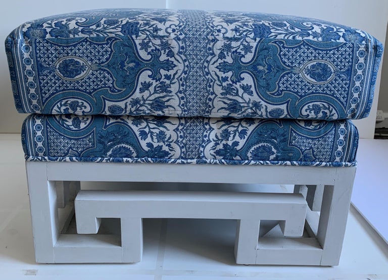 Pair of Greek Key White Painted Ottomans or Stools For Sale at 1stDibs ...