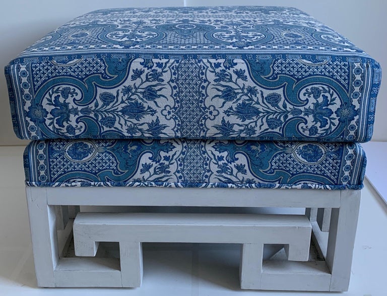 Pair of Greek Key White Painted Ottomans or Stools For Sale at 1stDibs ...