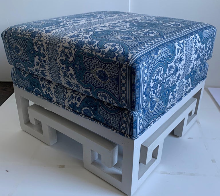 Pair of Greek Key White Painted Ottomans or Stools For Sale at 1stDibs ...