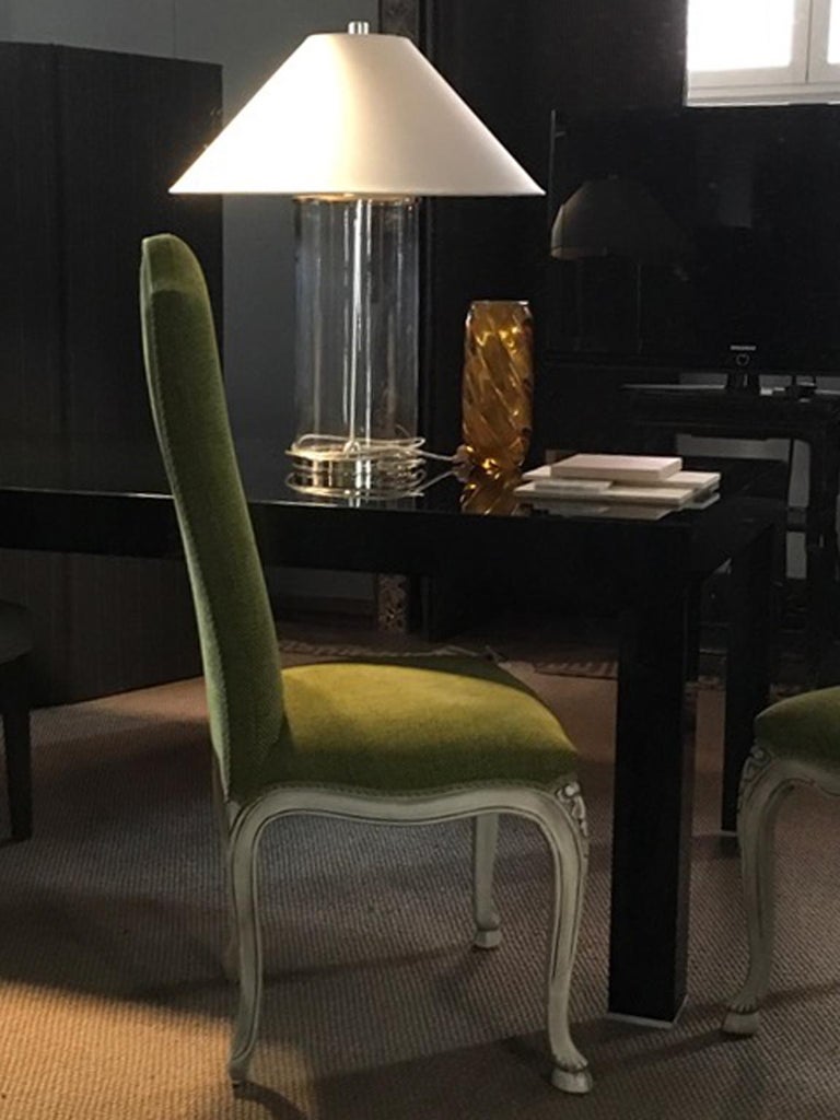 France Louis XV Style Pair of Green Fabric Upholstered Chairs For Sale ...