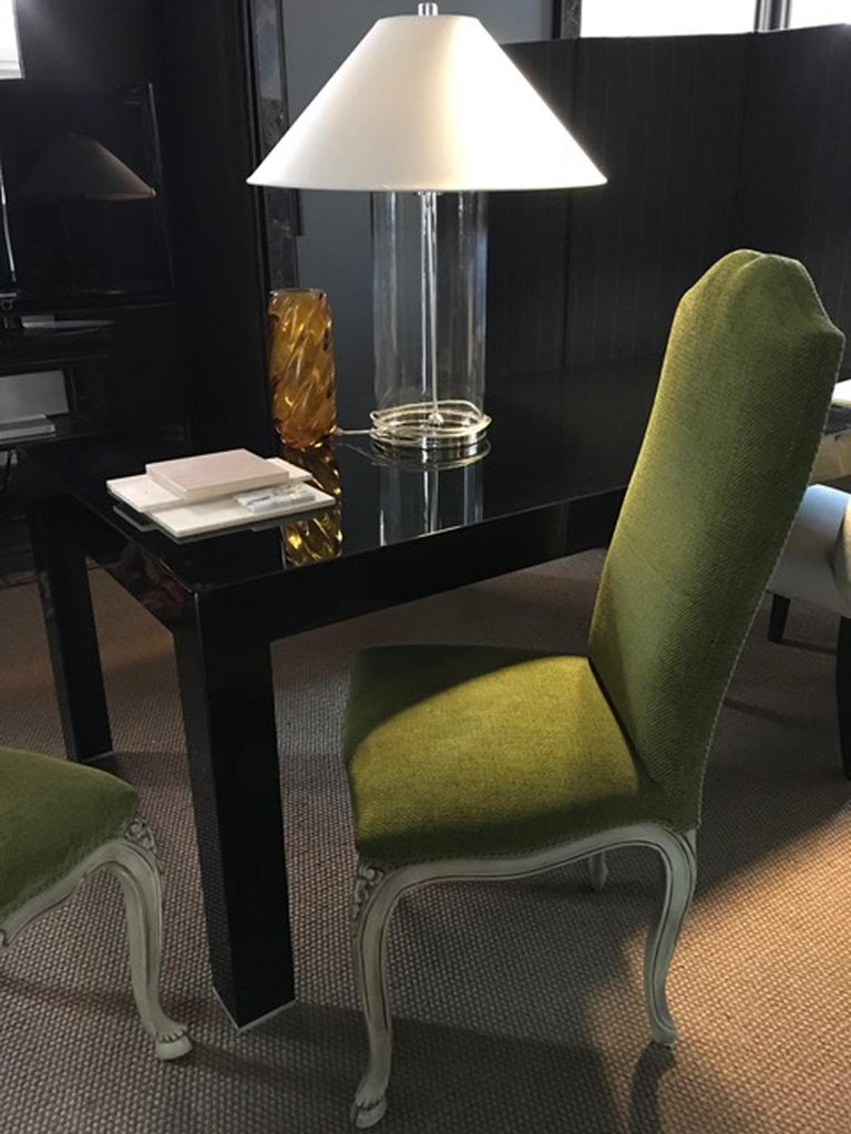 France Louis XV Style Pair of Green Fabric Upholstered Chairs For Sale ...