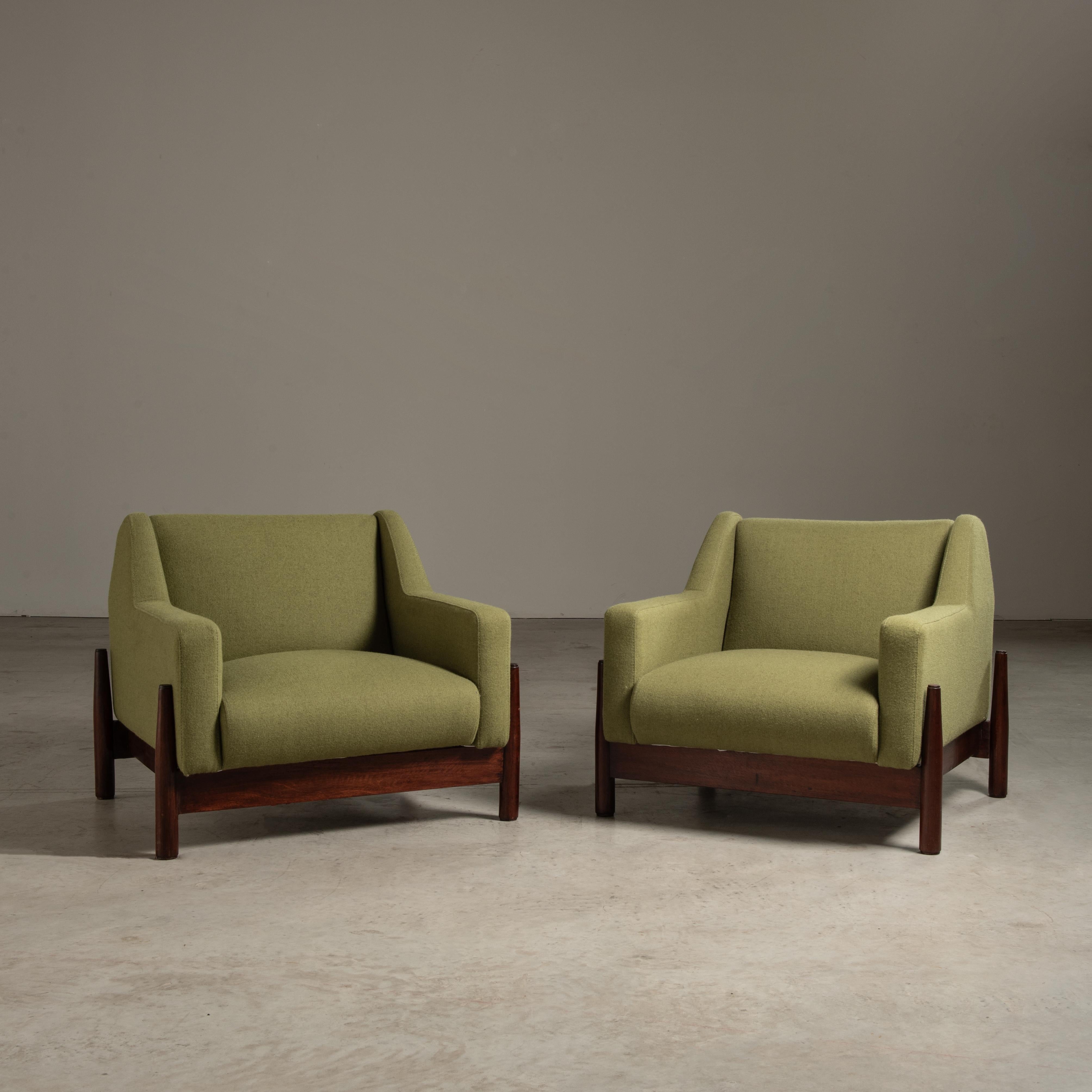 Pair of Green Lounge Chairs, by Móveis Cimo, Brazilian Mid-Century ...