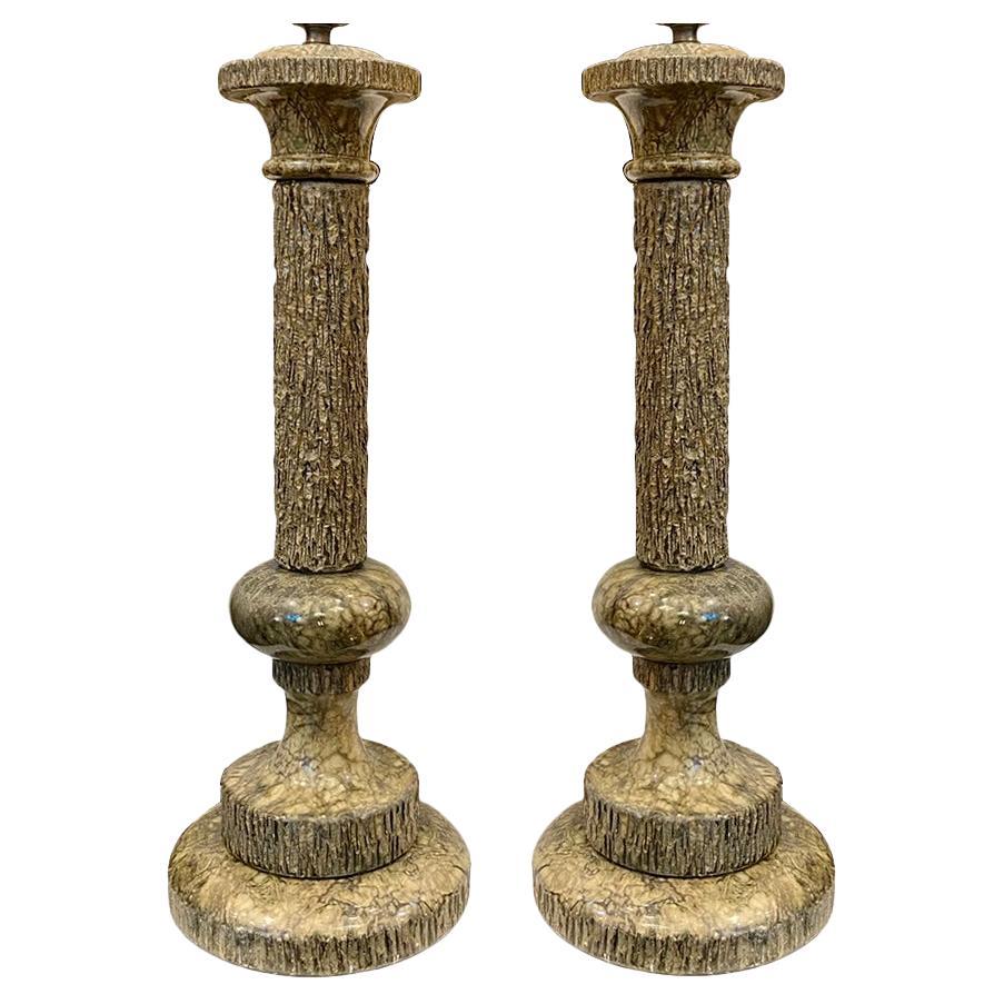 Pair of Clean Lined Marble Slab Lamps at 1stDibs