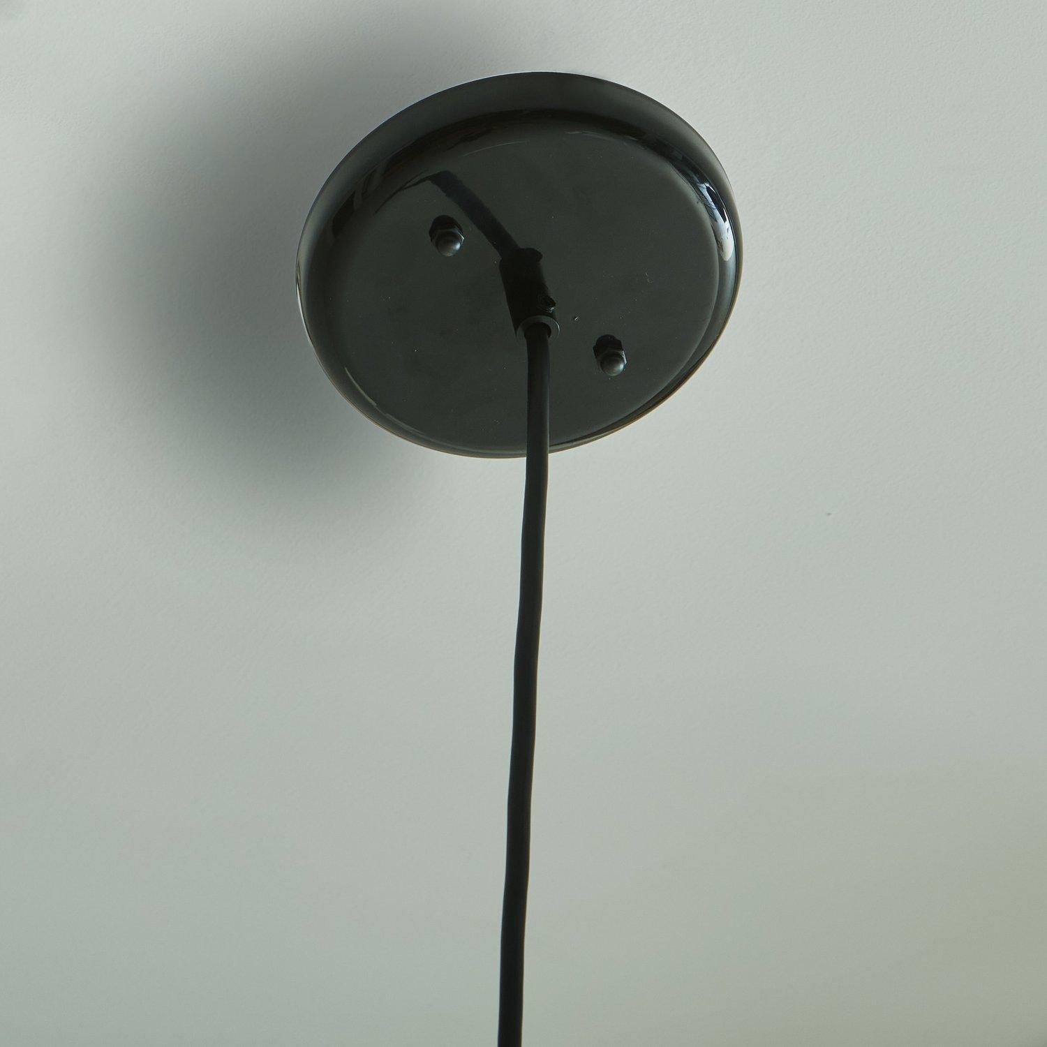 Pair of Green Metal + Glass Capsule Pendants Attributed to Flos, Italy ...