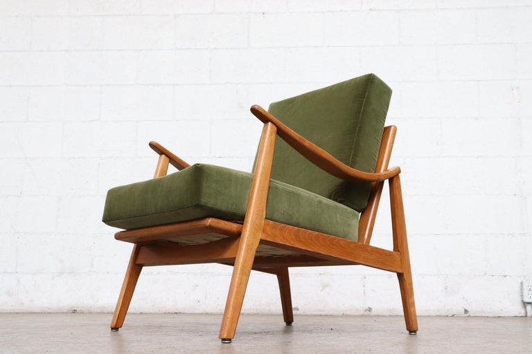 Pair of Green Velvet Lounge Chairs at 1stdibs