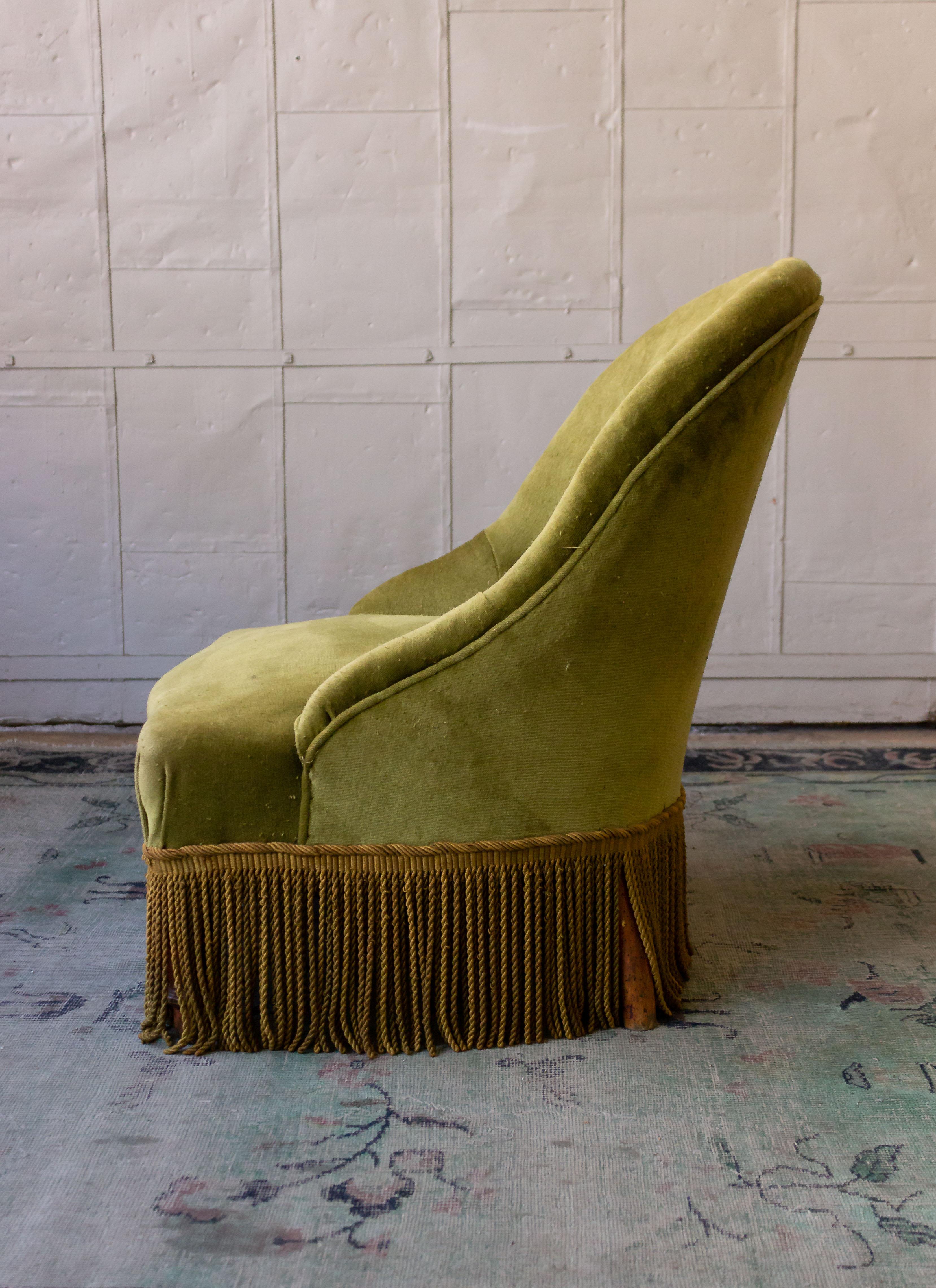 Pair of Green Velvet Slipper Chairs at 1stDibs | velvet chair with ...
