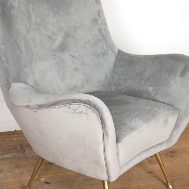 Pair of Grey Velvet Armchairs For Sale at 1stDibs