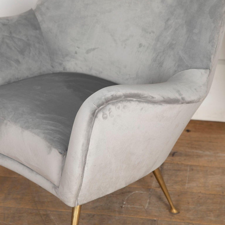 Pair of Grey Velvet Armchairs For Sale at 1stDibs