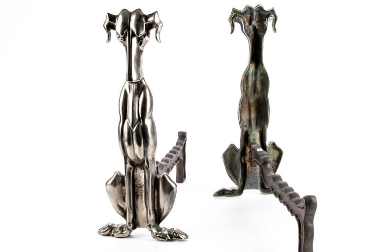 Pair of Greyhound Form Andirons at 1stDibs
