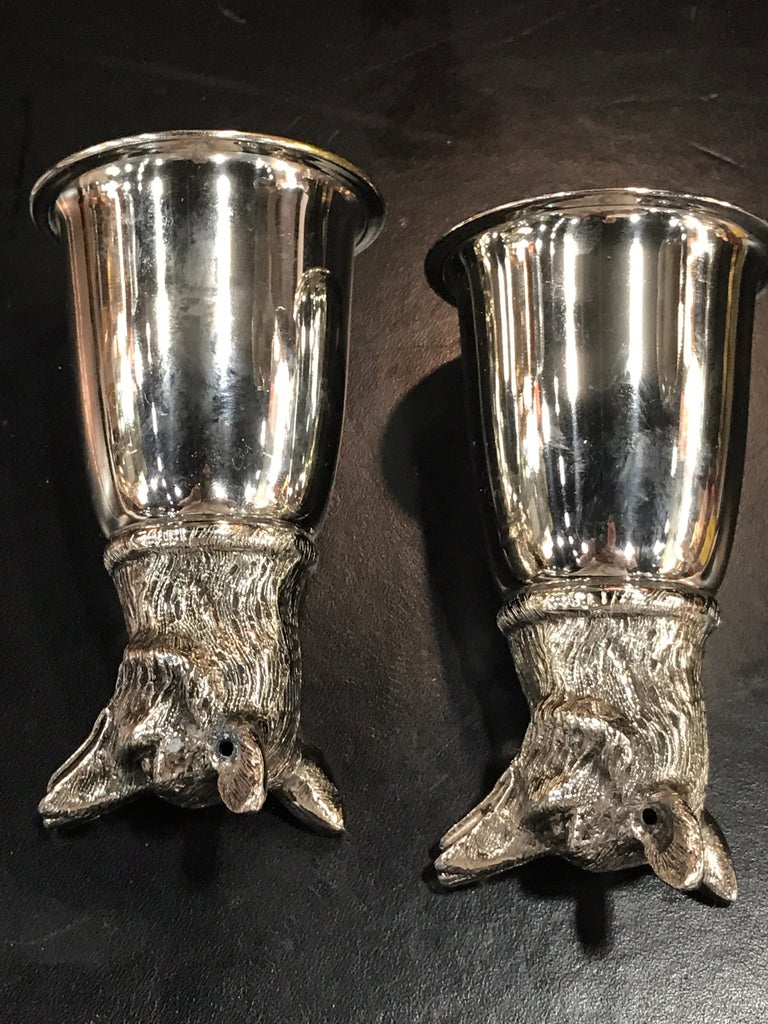Pair of Gucci Silver Plated Fox Motif Stirrup Cups, circa 1970 For Sale ...