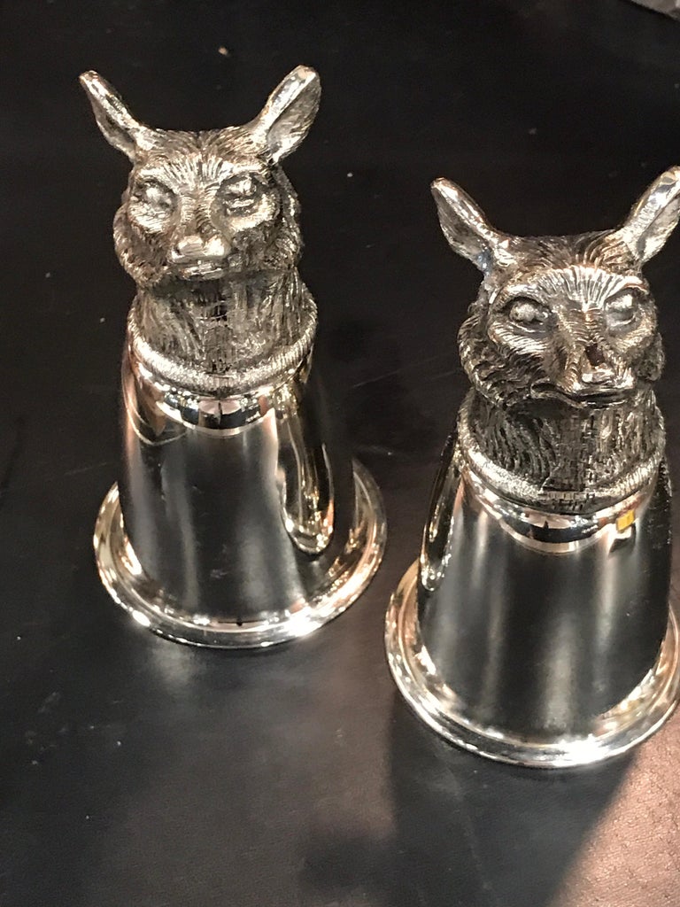 Pair of Gucci Silver Plated Fox Motif Stirrup Cups, circa 1970 For Sale ...