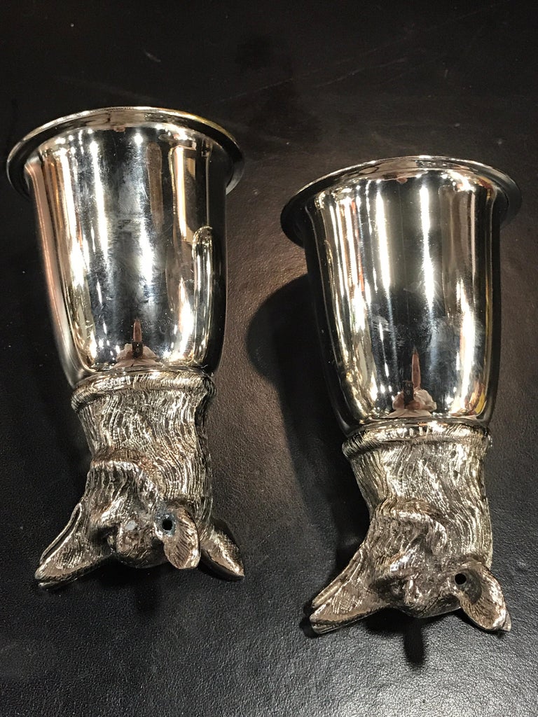 Pair of Gucci Silver Plated Fox Motif Stirrup Cups, circa 1970 For Sale ...